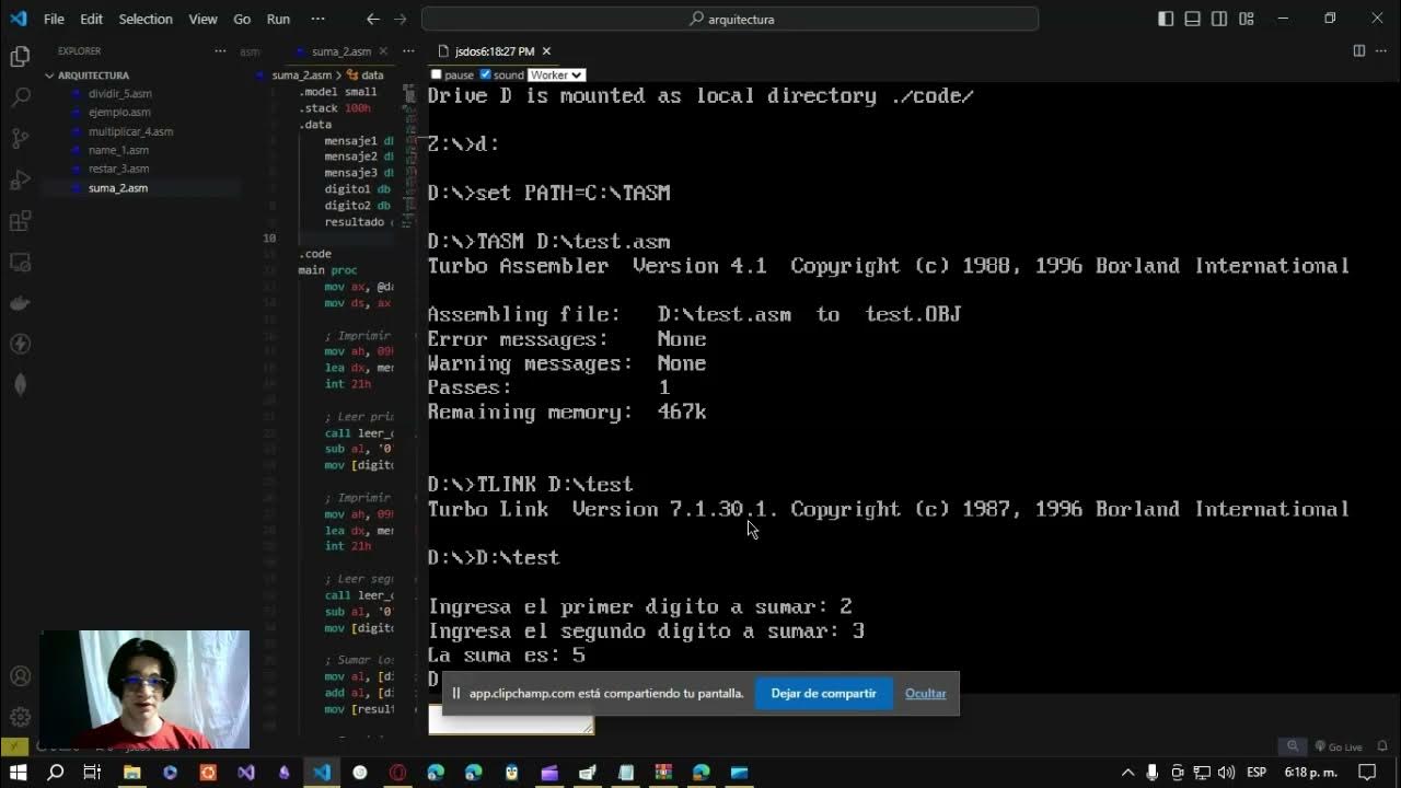 funcionamiento del Visual Studio Code con su extensión MASM/TASM - YouTube