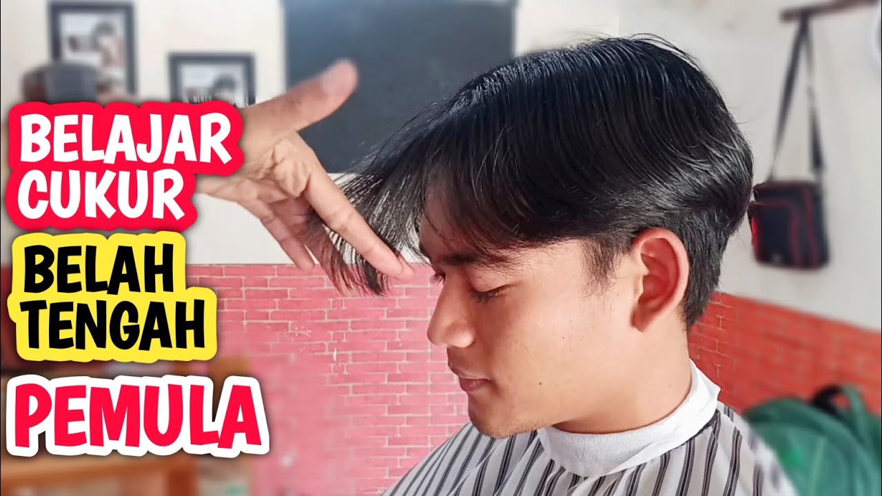 Tutorial potong gaya rambut belah tengah semi mullet pendek | basic ...