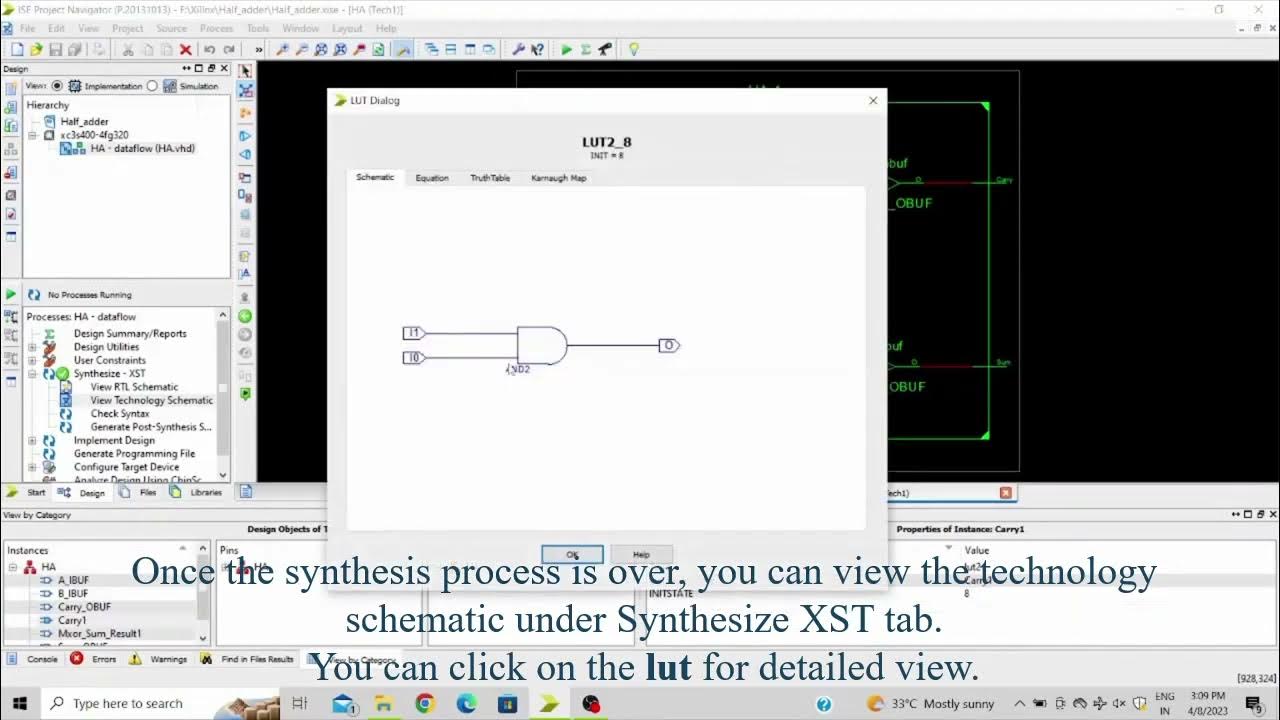 Design Of Half Adder Using Vhdl And Xilinx Ise Design Suite Youtube