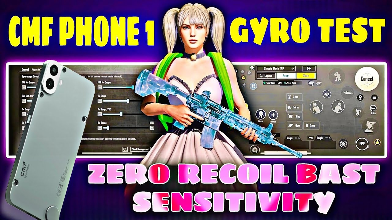 CMF PHONE 1 BGMi GYRO TEST WITH FPS meter || best sensitivity setting ...