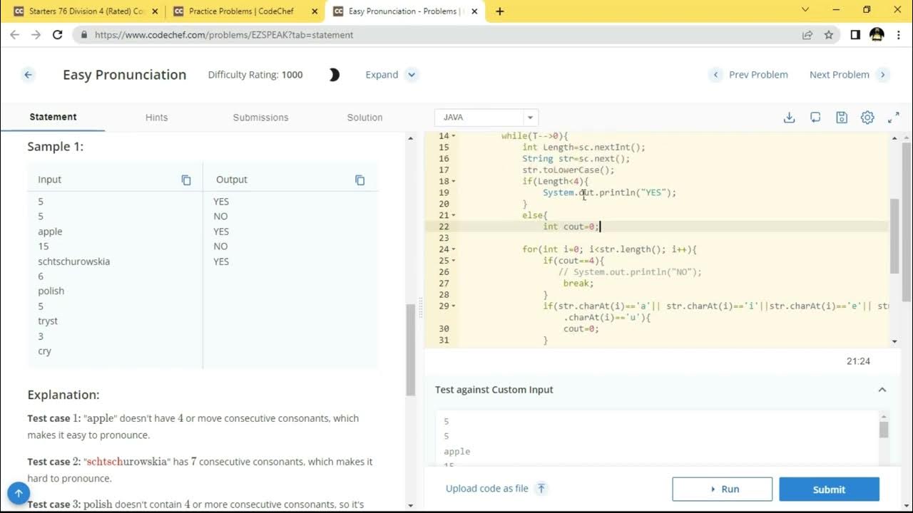 "Easy Pronunciation" Solution on Code Chef and Explanation || LWC - YouTube