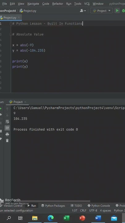 Python Absolution Value Function #pythonforbeginners #pythonprogramming #pythontutorial - YouTube