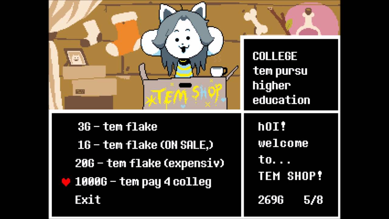 8 bit Undertale Temmie Shop - YouTube