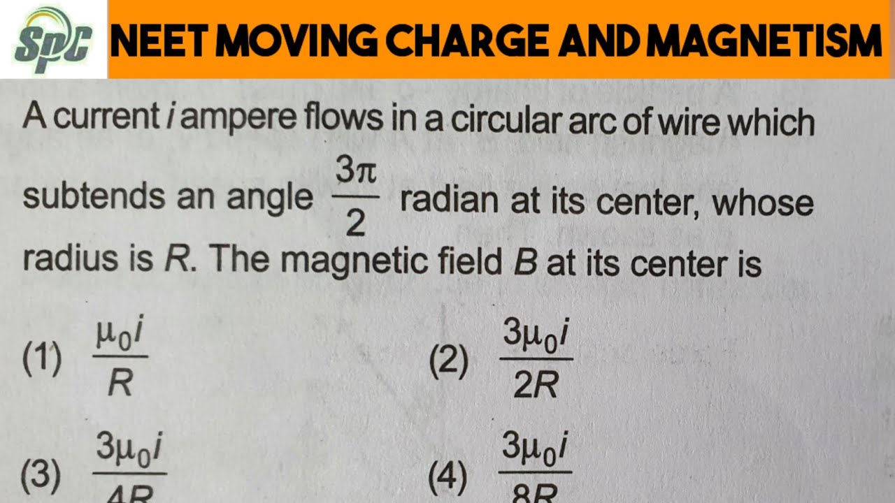 A current i ampere flows in a circular arc of wire which subtends an ...