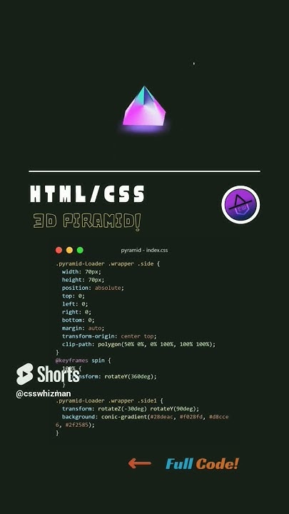 3D Pyramid loading animation | #shorts #css #coding - YouTube