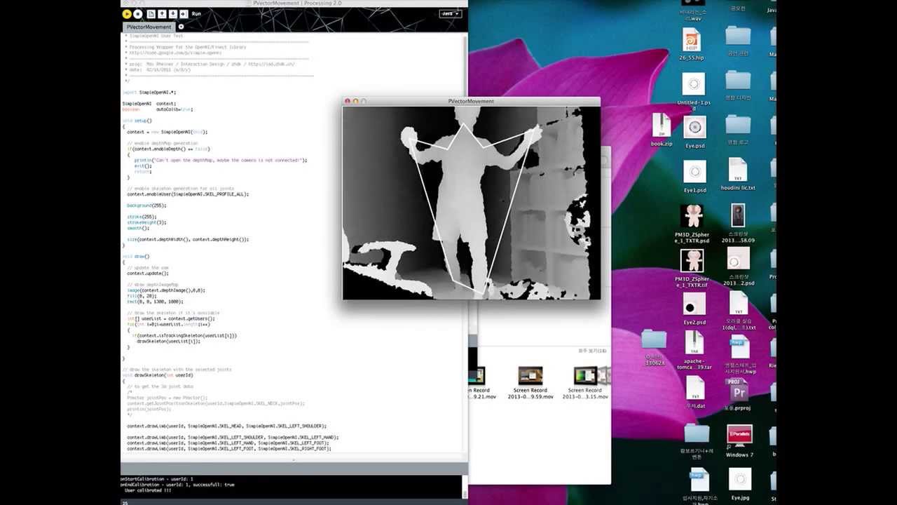 [Processing Programing]Kinect Motion Tracking & Line - YouTube