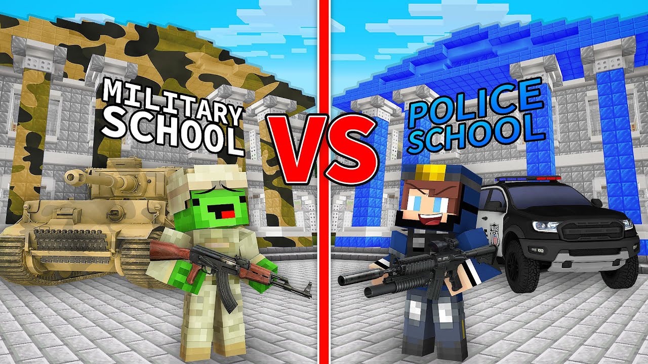 Mikey MILITARY vs JJ POLICE School Survival Battle in Minecraft (Maizen) - YouTube