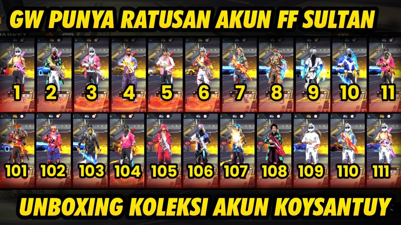 GW PUNYA RATUSAN AKUN FREE FIRE SULTAN !! UNBOXING SEMUA KOLEKSI AKUN ...