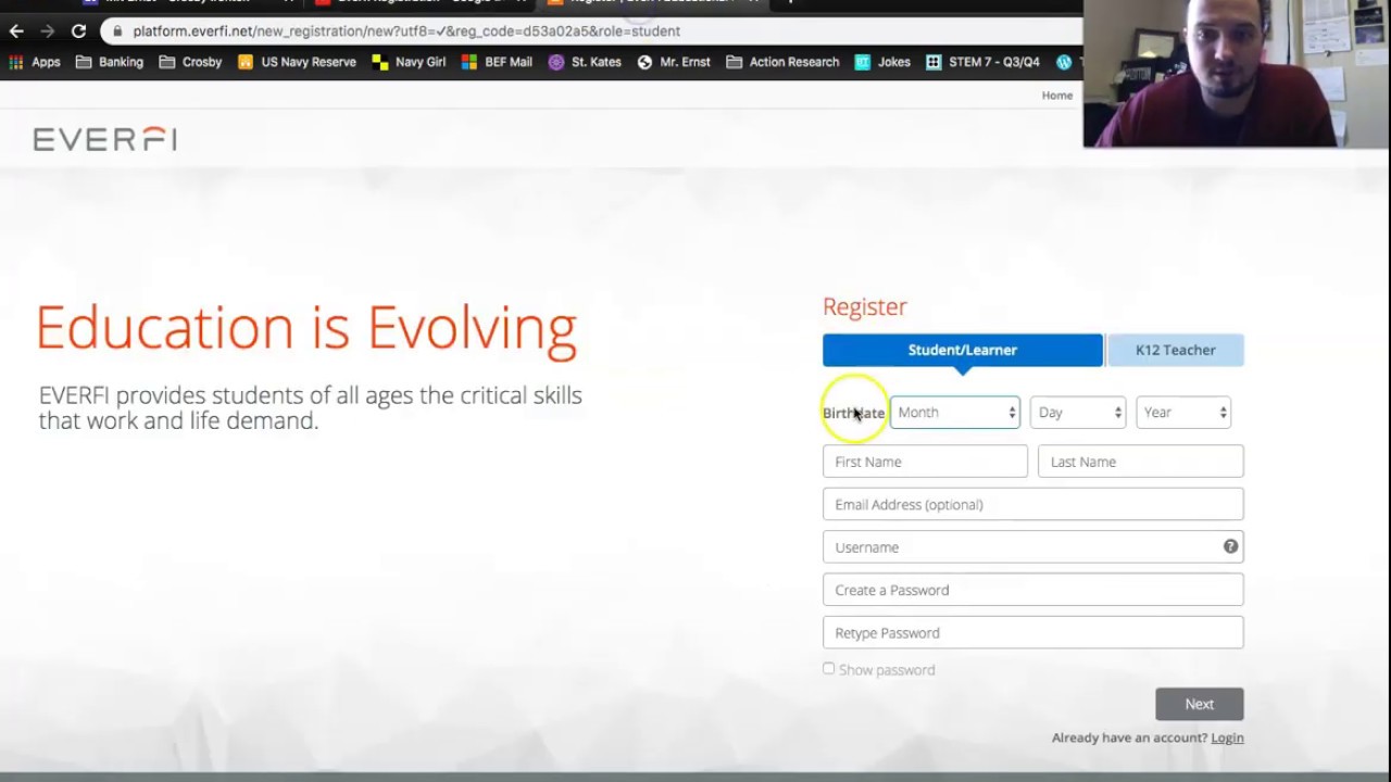 STEM 7 - Everfi Registration Directions - YouTube