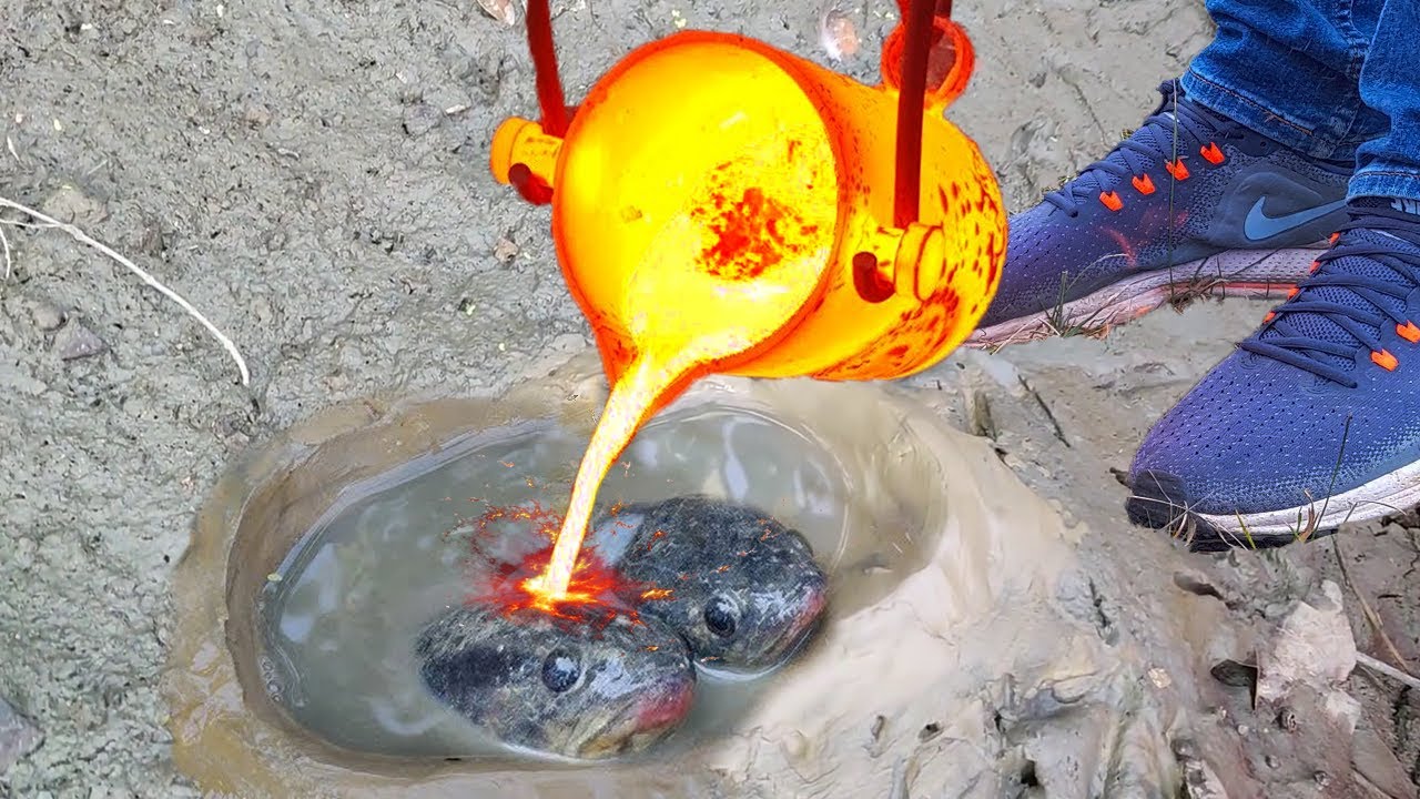 EXPERIMENT: 2000 DEGREE MOLTEN SALT vs FISH in Underground Water - YouTube