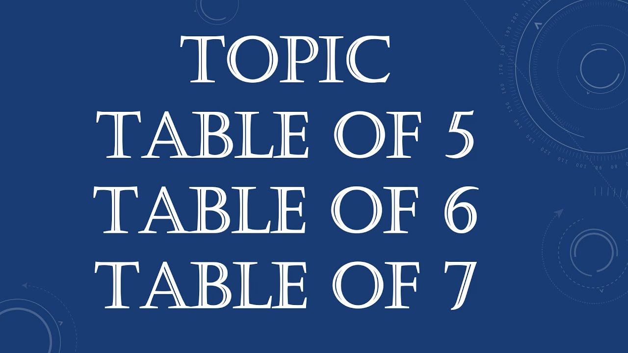 Standard: III & IV, Subject: Maths, Topic: Tables Of 5 To 7. - YouTube