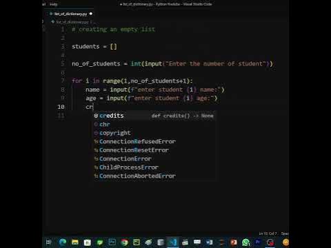 list of dictionary in python - python shorts -python programming #python #pythonlearning - YouTube
