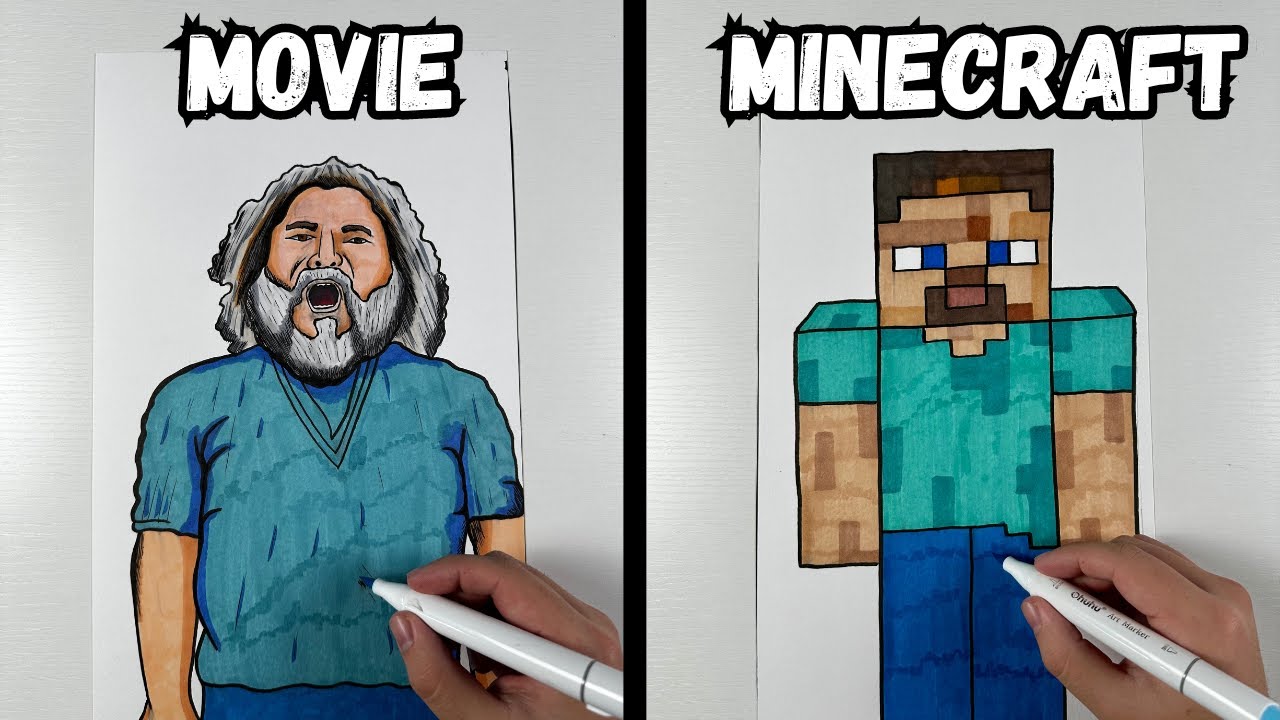Drawing Movie vs Minecraft Steve! - YouTube