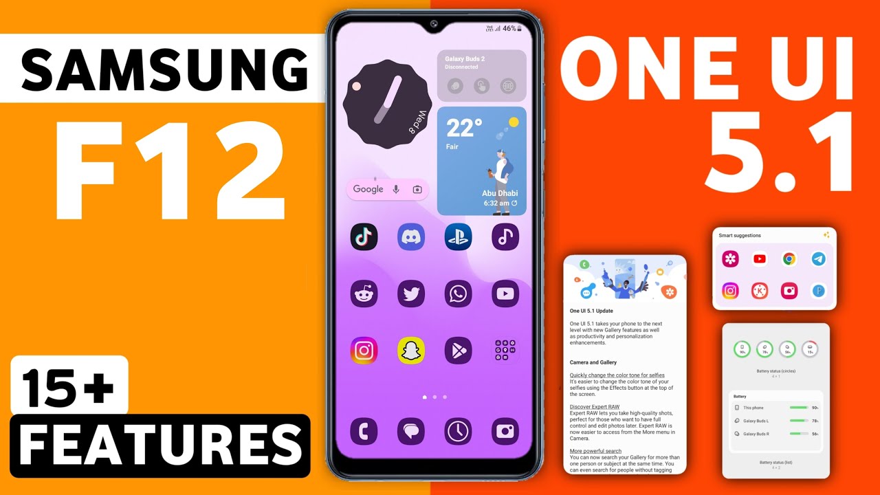 Samsung Galaxy F12 One Ui 5.1 Update Features | 51+ Hidden Features ...