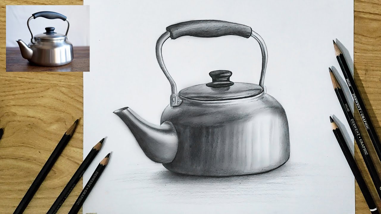 Menggambar bentuk objek benda tiga dimensi dengan menggunakan Pensil ...