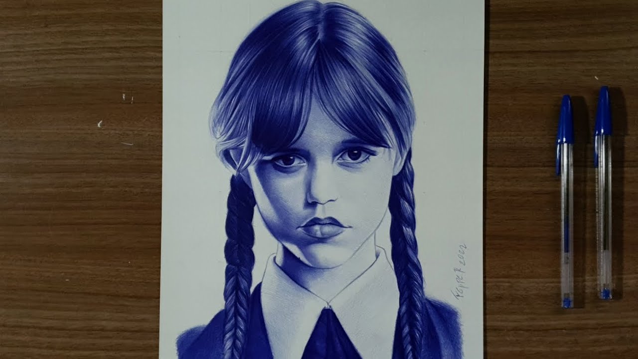 Drawing wednesday with bic pen | Desenhando a vandinha com caneta bic ...