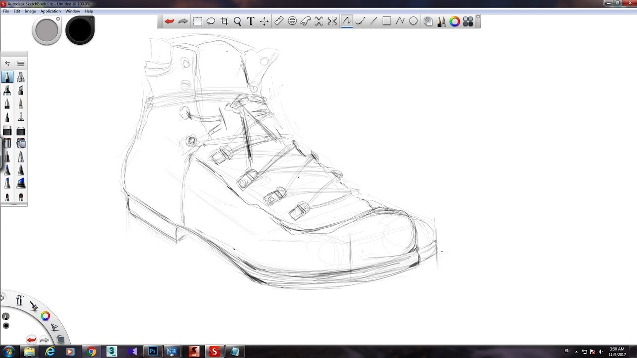 Digital Army Shoe Drawing in Autodesk Sketchbook Pro 01 - YouTube