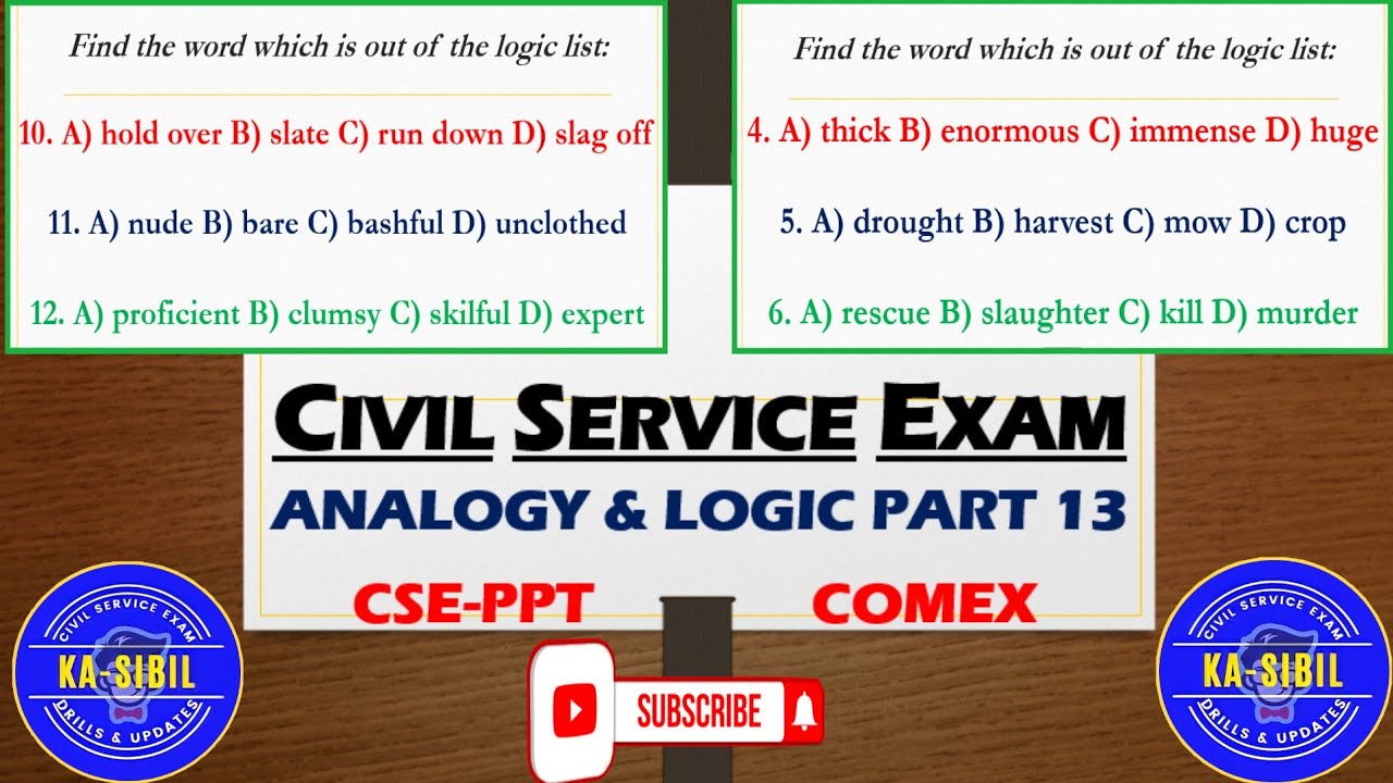 Civil Service Reviewer 2021 | Analogy and Logic Part 13 - YouTube