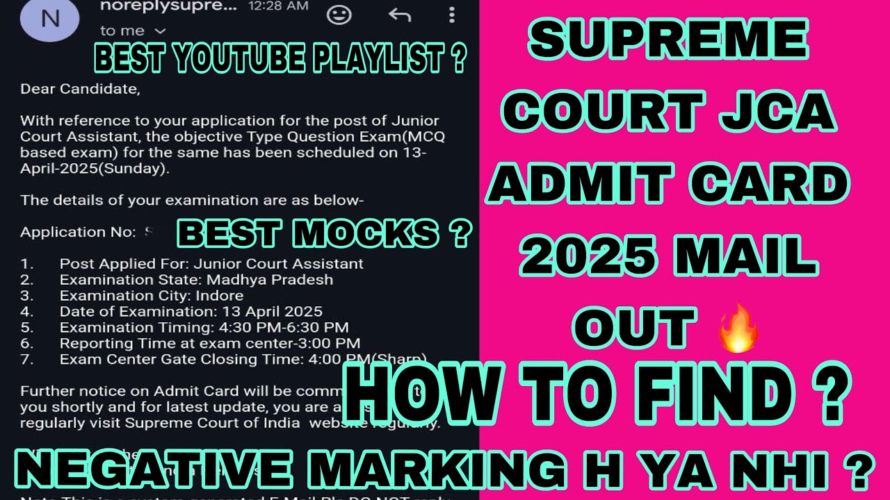 Supreme Court JCA Admit Card 2025 Out 🔥 | Sci jca preparation strategy 2025 | sci jca cut off ...