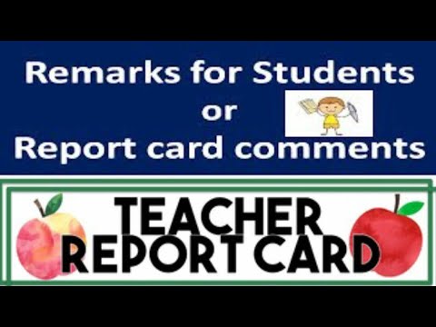 Teacher's Remarks for Students on Report Card | Report card Remarks for ...