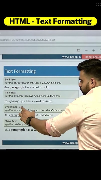 HTML - Text formeting || #incapp #rahulchauhansir #shorts #virelvideo #coding #html #webpage ...