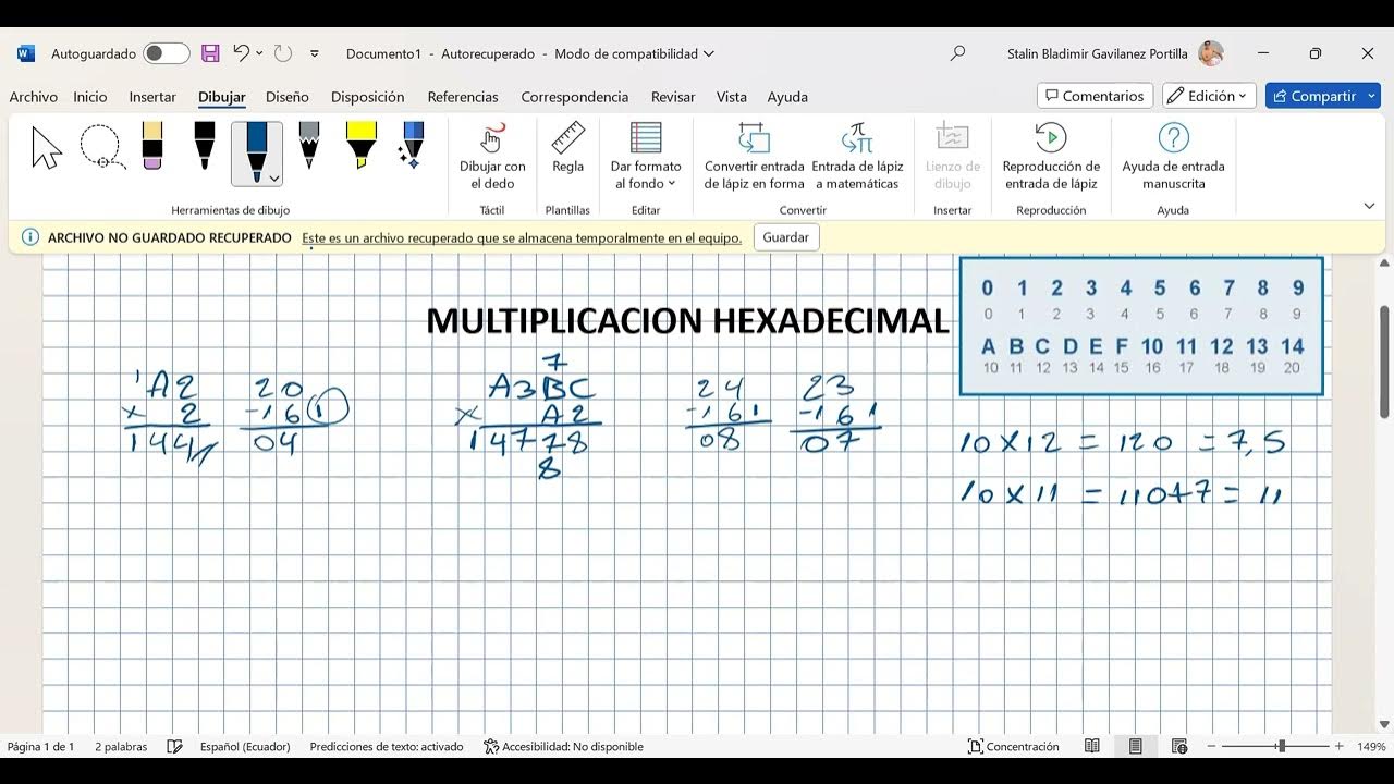 Multiplicacion Hexadecimal - YouTube