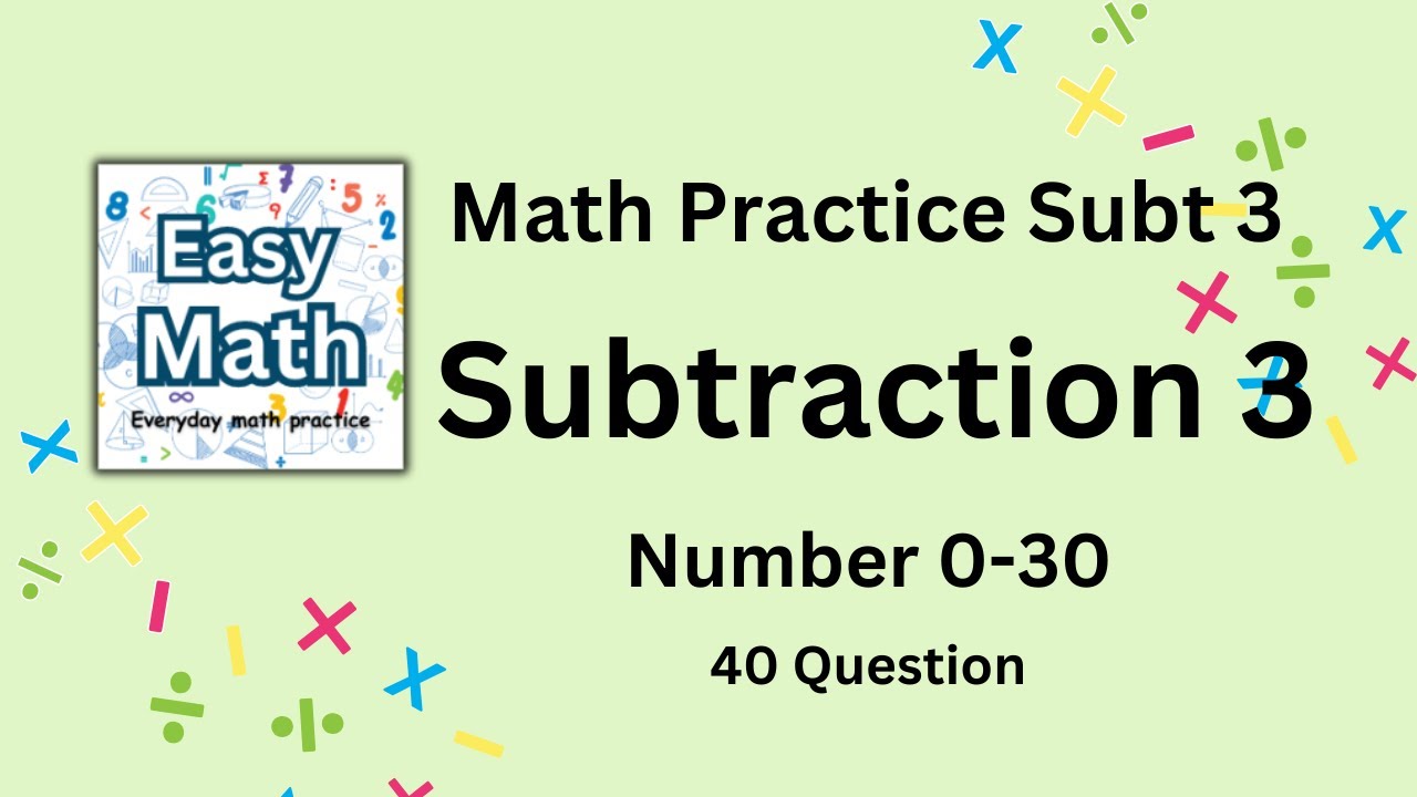 EasyMath) Subtraction 3 (0-30) Everyday Math practice/Math Quiz for ...