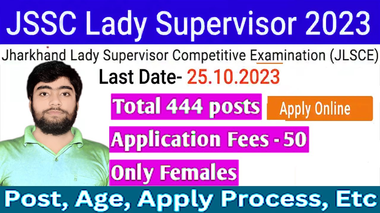 Lady Supervisor Vacancy 2023 | JSSC Lady Supervisor Recruitment 2023 ...