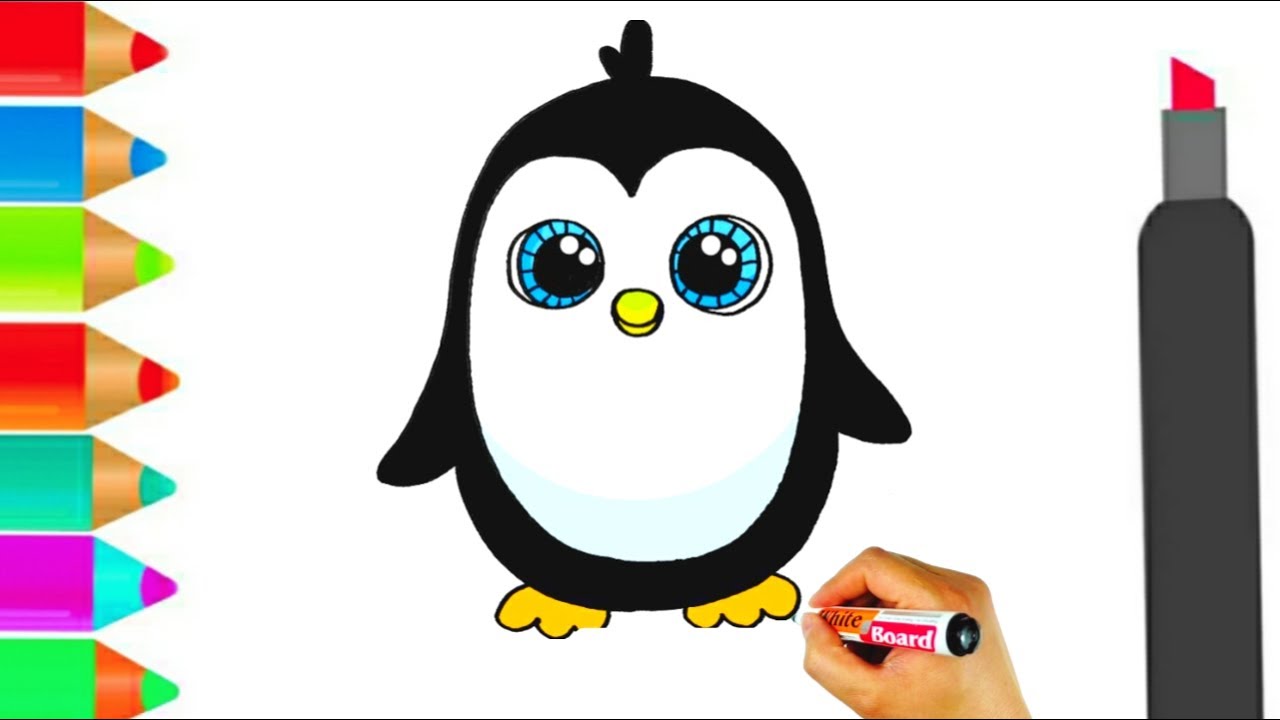 How To Draw a Penguin | Как нарисовать Пингвин | Bolalar uchun Pingvin ...