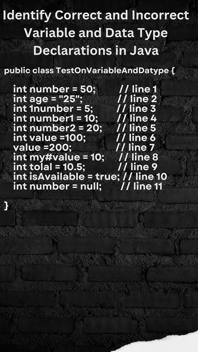 Identify Correct and Incorrect Variable and Data Type Declarations in Java #javacollections ...