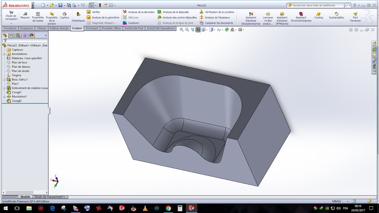 Solidworks Base lissage (loft) - YouTube