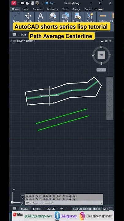 AutoCAD: Unlocking Path Average Centerline with Lisp #youtubeshorts_ces - YouTube