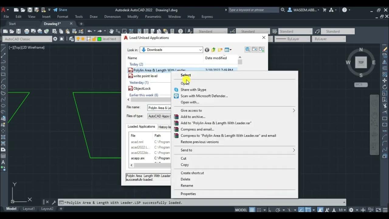 AutoCAD Polyline area and Perimeter leader By using AutoLisp - YouTube