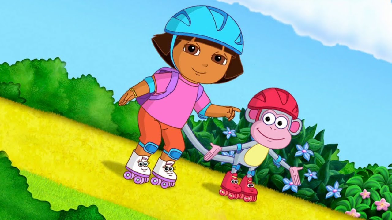 cartoon drawing Dora buji | Dora buji enjoy skating - YouTube