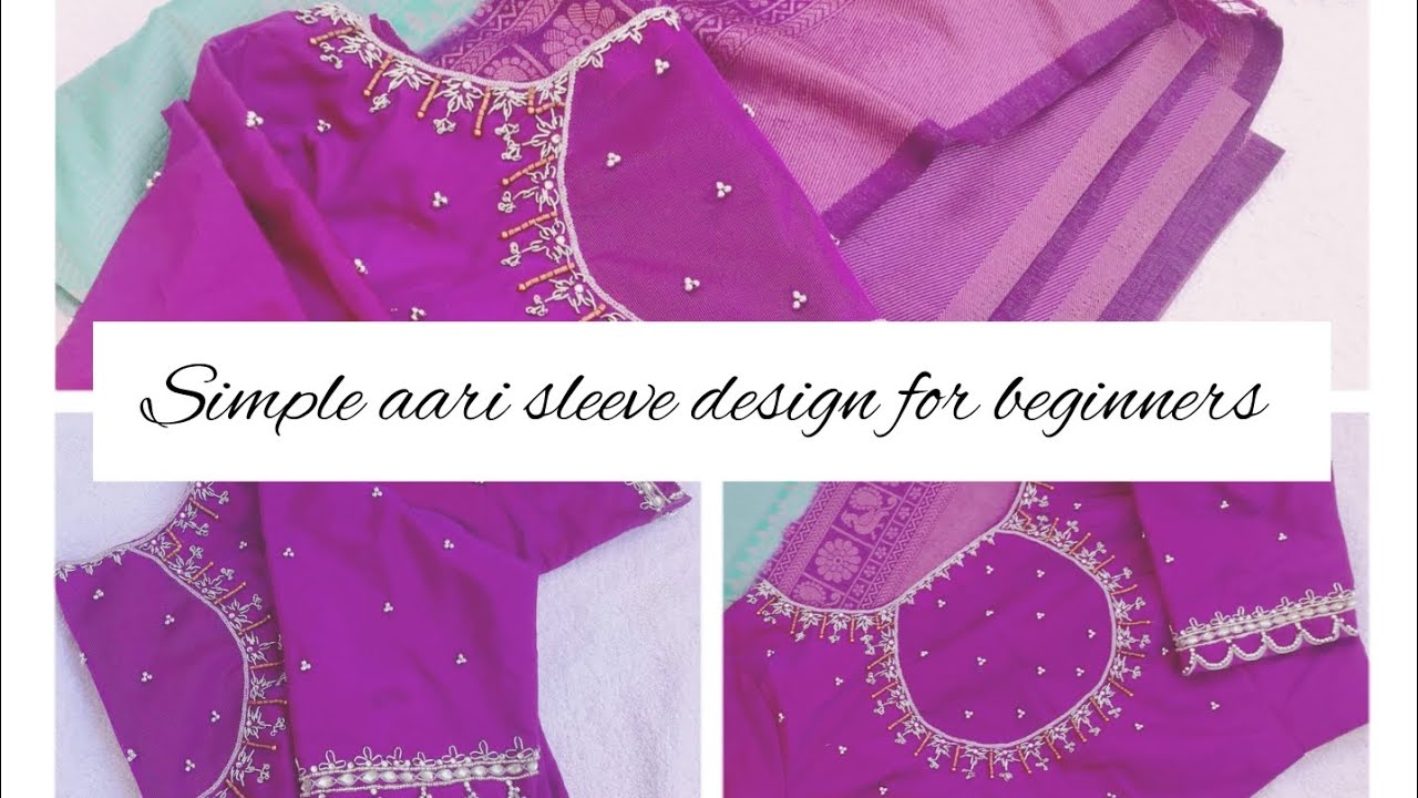 simple sleeve Aari work for beginners|net aari work|aari tutorial ...