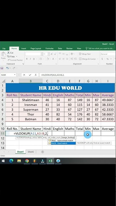 How to use VLOOKUP in Excel | HR EDU WORLD | - YouTube