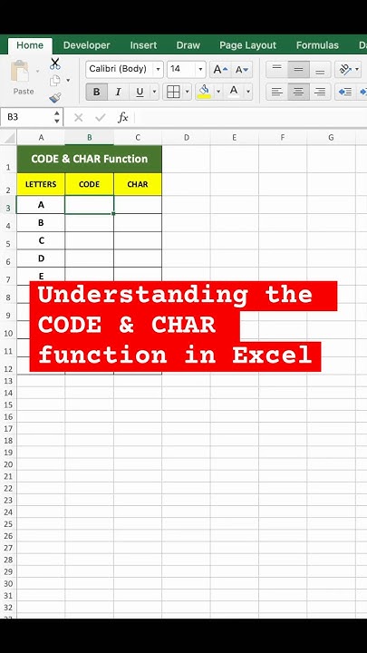 CODE & CHAR in Excel #excel #shorts - YouTube