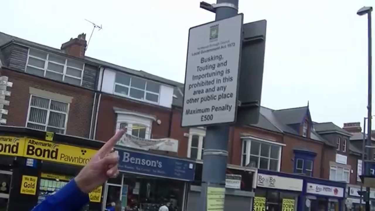 Hartlepool- The 'no busking' sign. - YouTube