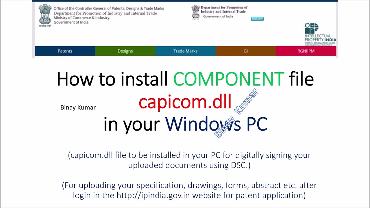 Patent Application in India capicom.dll installation procedure in ...