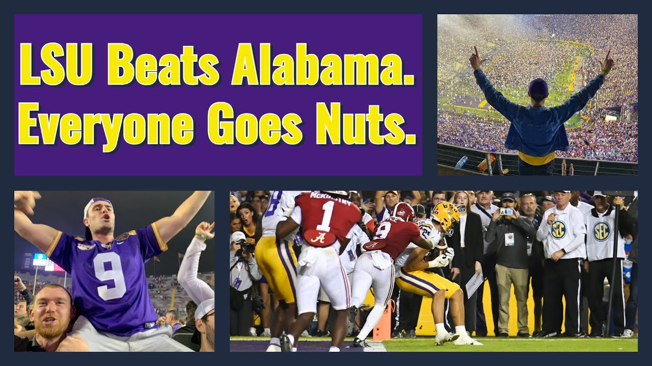 LSU Beats Alabama. Everyone Goes Nuts. (FAN REACTIONS) - YouTube