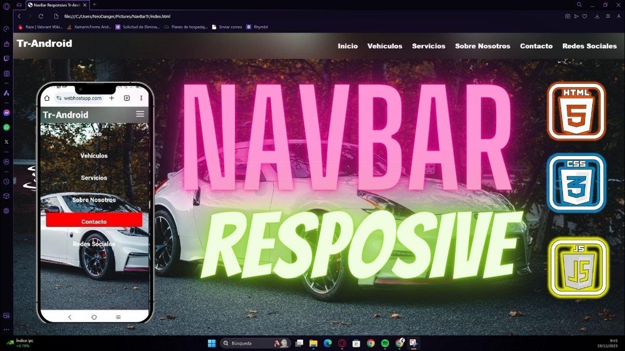 Como Crear una NavBar o Barra de Navegacion Responsive Usando HTML | CSS | 2 lineas de JS Facil📱 ...