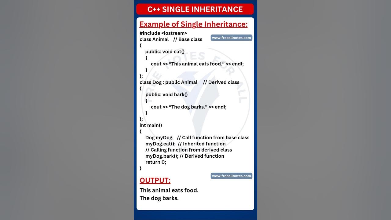 Single Inheritance Example C Inheritance Computer Programming