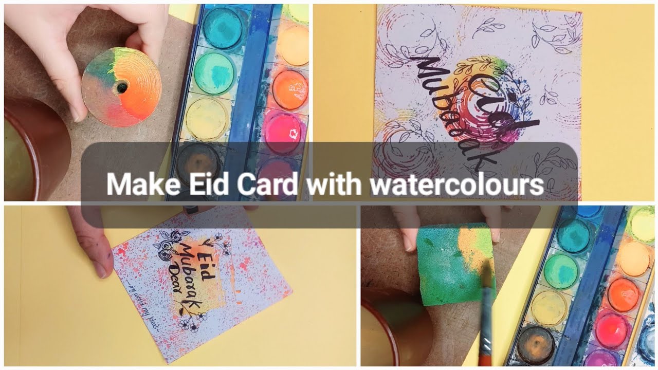 Make Eid Mubarak Card with Watercolours | Watercolour Painted Greetings ...