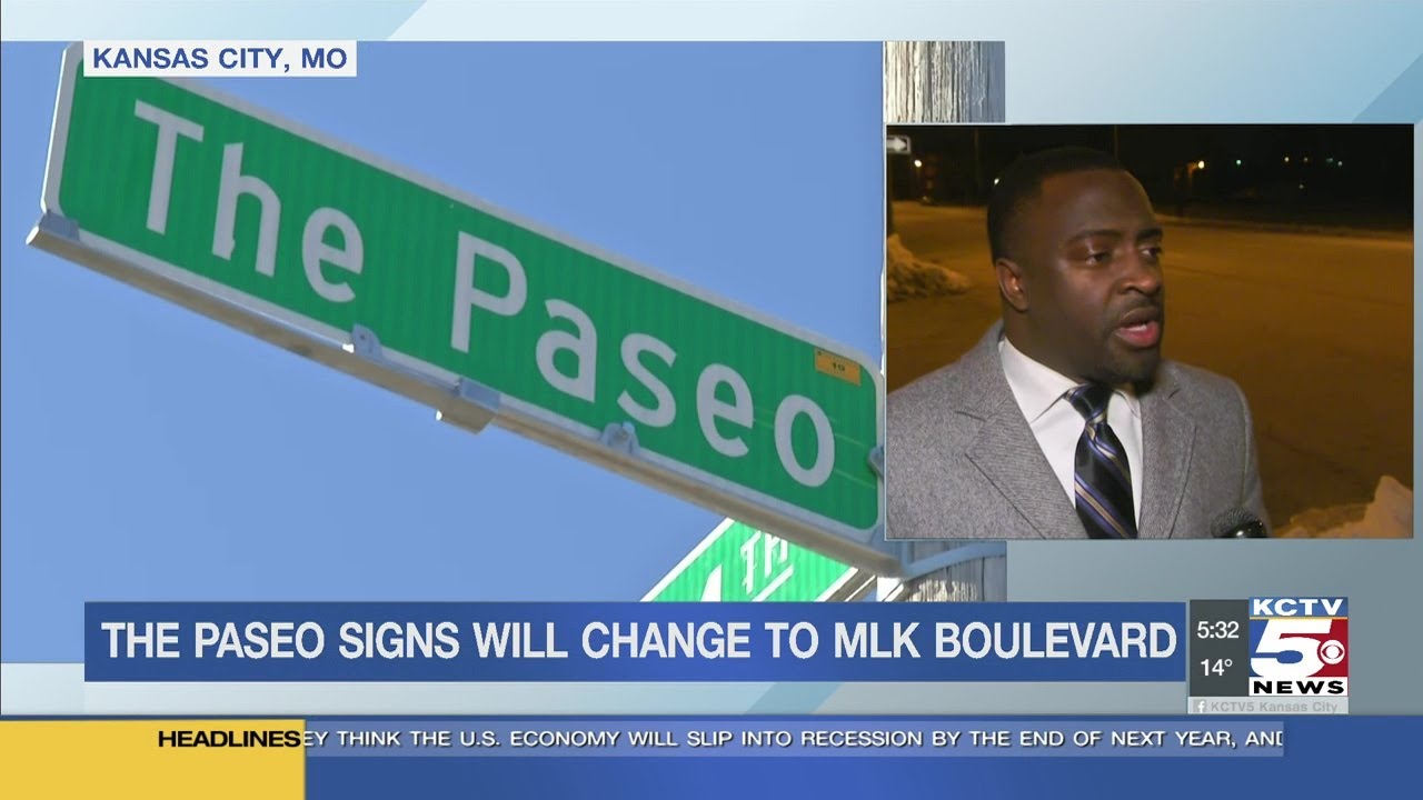 Signs begin to change The Paseo to MLK Blvd. - YouTube