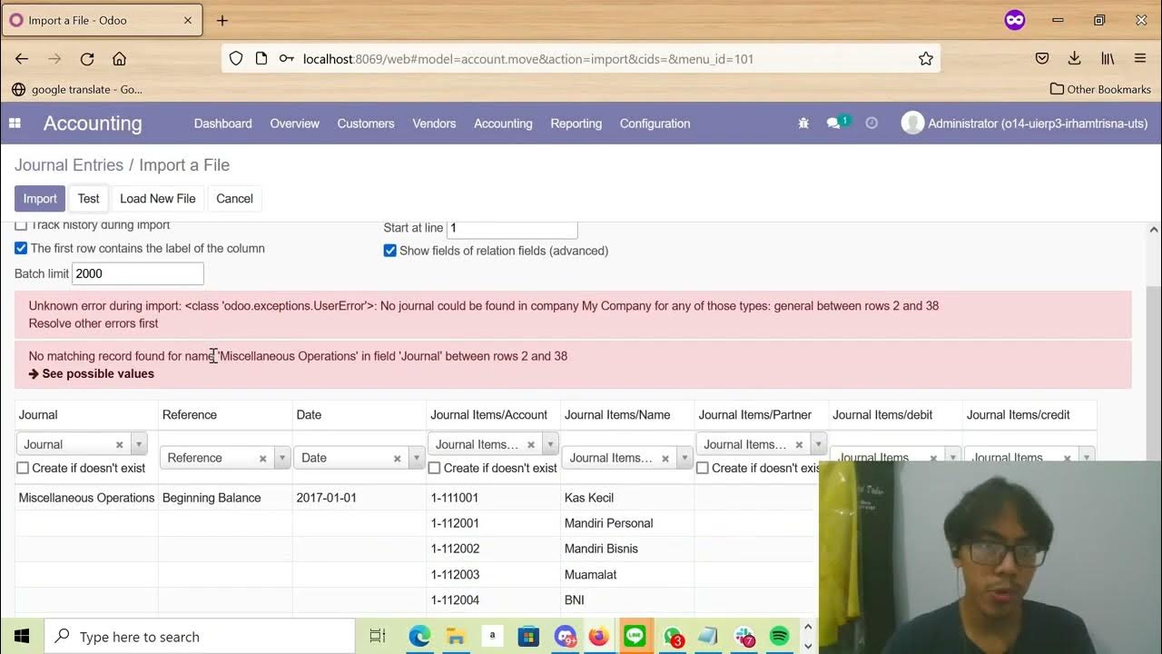Odoo 14 Tutorial | Import Data Account Beginning Balance - YouTube