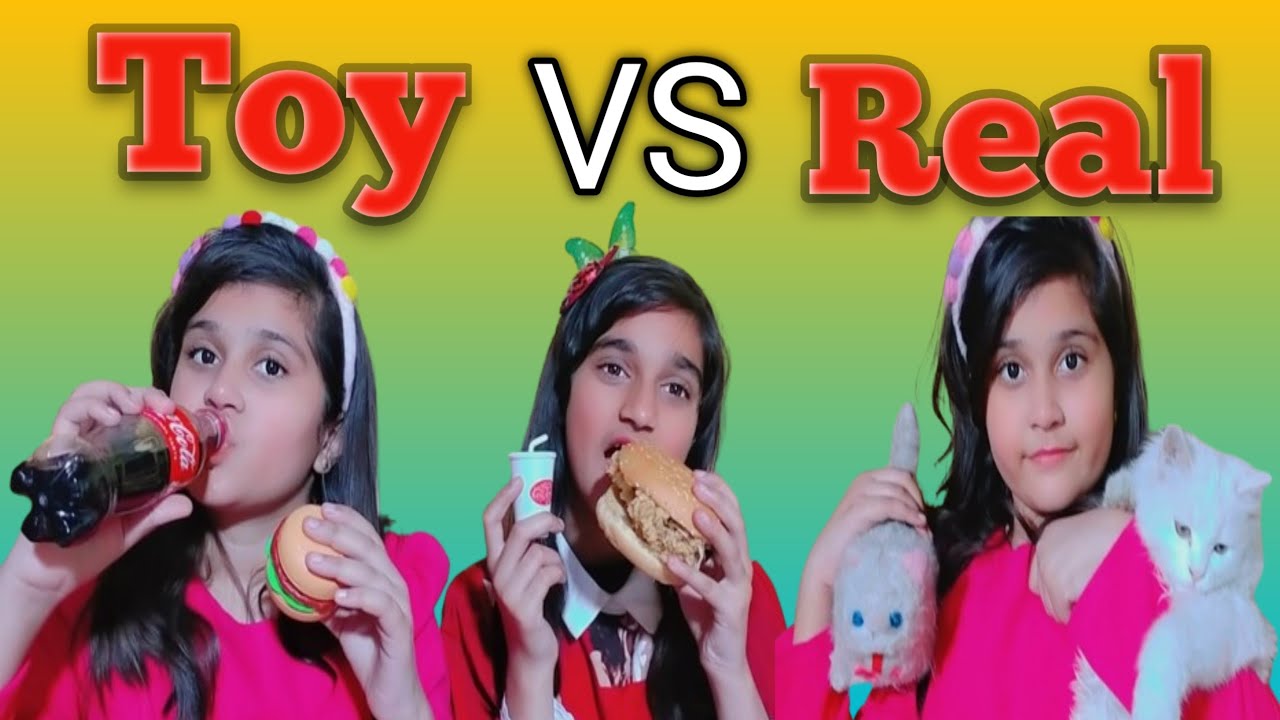Real vs toy |real food vs toy food|Toy vs food challenge - YouTube