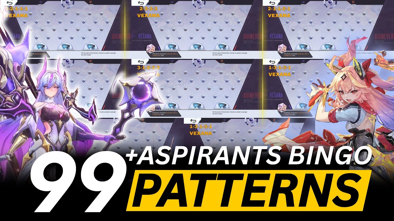 100+ BINGO PATTERNS With SKINS For Aspirants 4.0 VEXANA & GUINEVERE ...