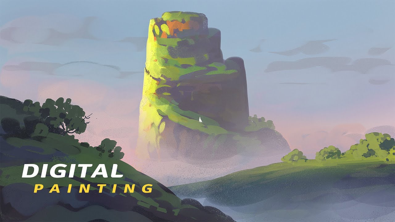 Landscape painting in a photoshop Digital Painting - YouTube