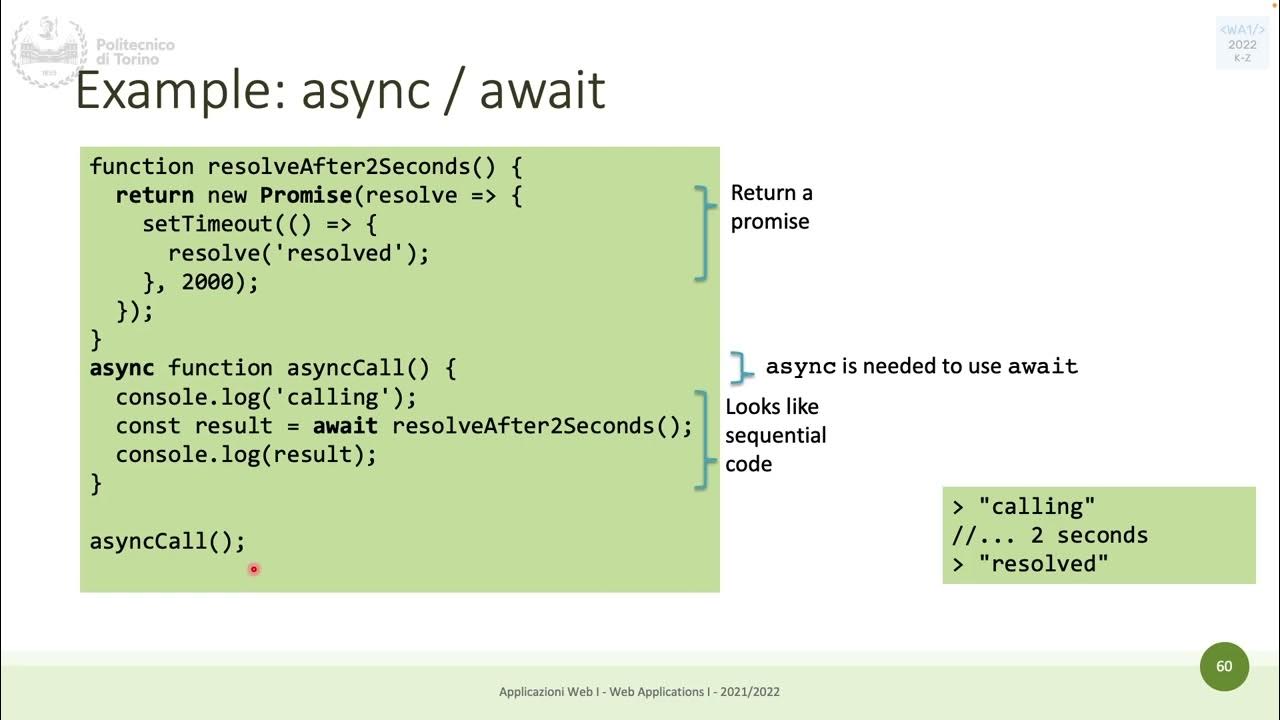 WA1-2022-L08: async/await. Exercise with Promises and SQLite. - YouTube