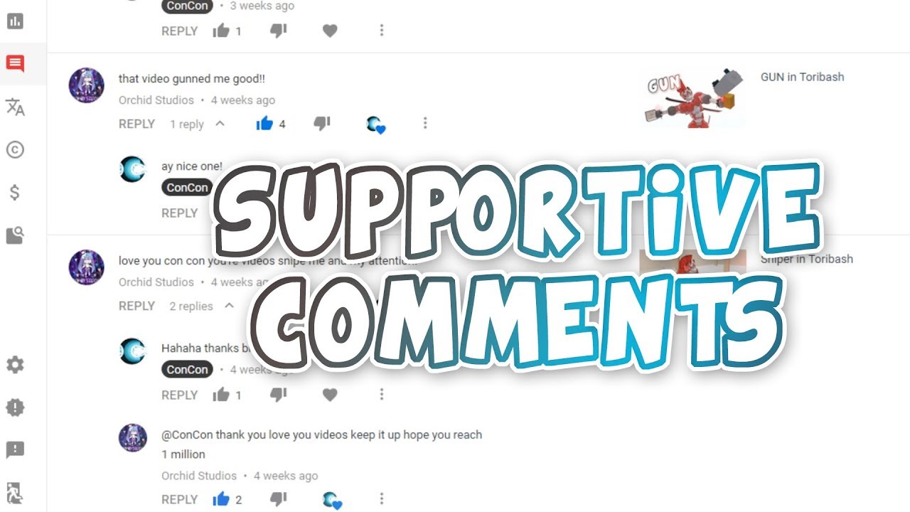 SUPPORTIVE COMMENTS - YouTube